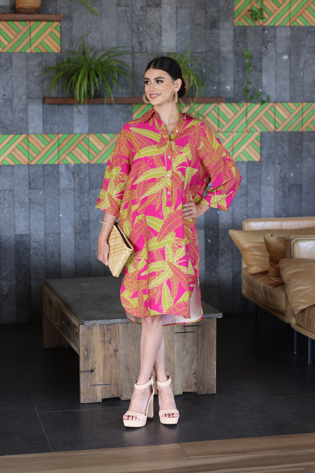 Lei Aloha Dress Uluhe Fern Pink – Simply Sisters by Lola Miller Designs